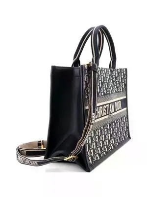 Dior Book With Strap Oblique Canvas Medium Tote Bag - Blue
