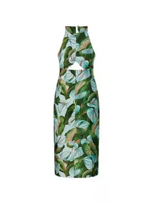 Farm Rio Cut-out Floral Print Midi Dress - Green