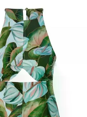 Farm Rio Cut-out Floral Print Midi Dress