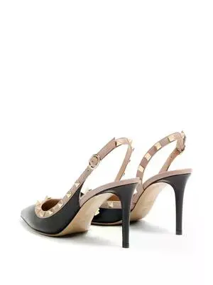 Valentino Garavani Rockstud Slingback Calfskin Pumps 85mm - Black