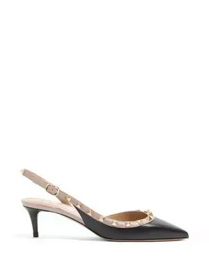 Valentino Garavani Rockstud Calfskin Slingback Pumps 50mm - Neutrals