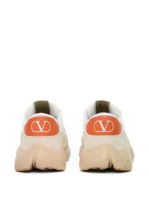 Valentino Garavani Bubbleback Mesh And Suede Trainers - Neutrals