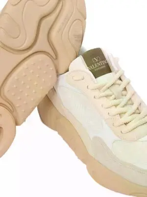 Valentino Garavani Bubbleback Mesh And Suede Trainers - Neutrals