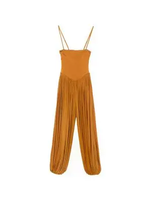 Zimmermann Luna Pleated-leg Jumpsuit - Brown