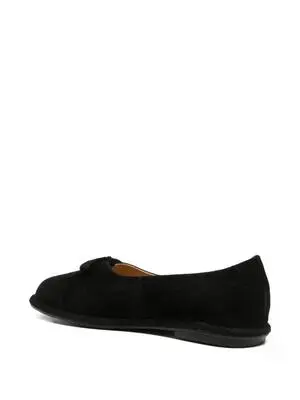 SERGIO MORETTI FIRENZE Bow Detail Suede Ballet Flats - Black