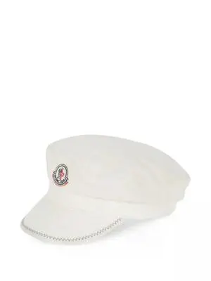 Moncler Logo Patch Whipstitch Trim Baker Hat - Neutrals
