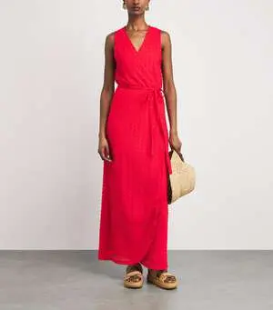 Melissa Odabash Crochet Zima Tie-waist Kaftan - Red