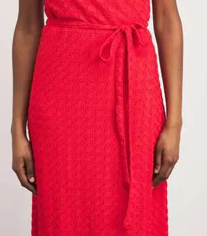 Melissa Odabash Crochet Zima Tie-waist Kaftan - Red