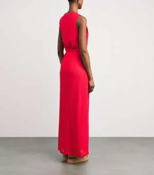Melissa Odabash Crochet Zima Tie-waist Kaftan - Red