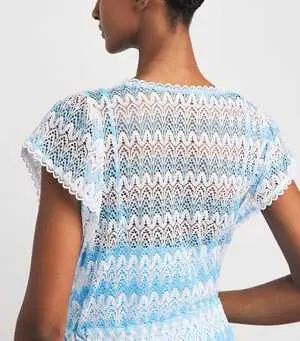 Melissa Odabash Crochet Stevie Kaftan - Blue