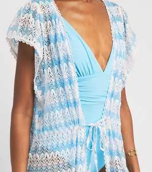 Melissa Odabash Crochet Stevie Kaftan - Blue