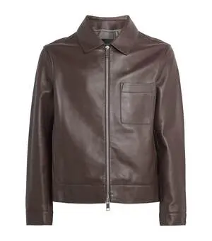YVES SALOMON Lambskin Zip-up Jacket - Brown