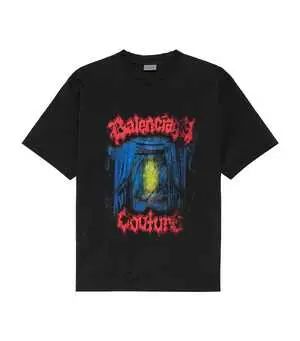 Balenciaga Cotton Salon De Couture Gothic T-shirt - Black