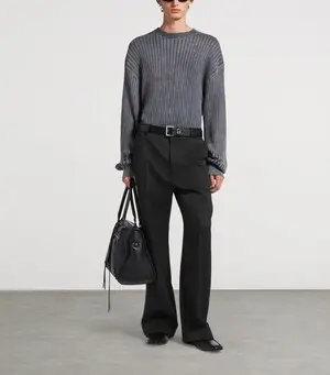 Balenciaga Wool Frayed Wide-leg Trousers