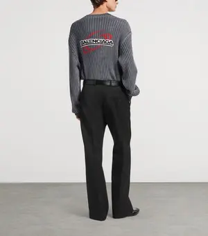 Balenciaga Wool Frayed Wide-leg Trousers