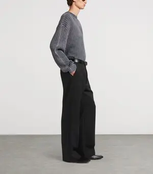 Balenciaga Wool Frayed Wide-leg Trousers