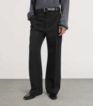 Balenciaga Wool Frayed Wide-leg Trousers