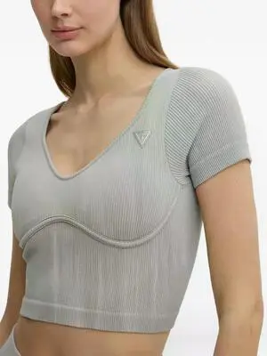 Guess Martina Ribbed Cropped Top - Grey