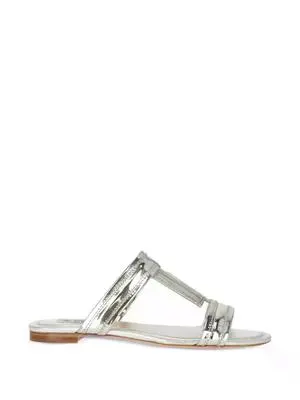 TOD'S Leather Sandals With -tone Detailing - Silver
