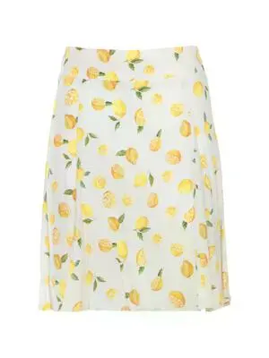 MAR DE MARGARITAS Lemon-print Shirred Midi Skirt