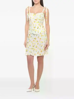 MAR DE MARGARITAS Lemon-print Shirred Midi Skirt