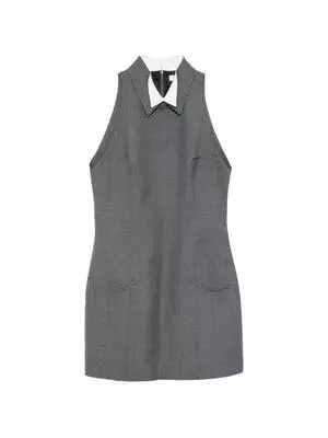 AO YES Contrast-collar Sleeveless Dress - Grey