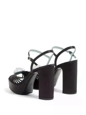 Valentino Garavani Coeur Royal Platform Sandals In Satin 115mm - Black