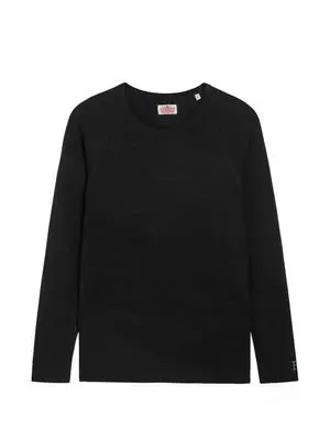 Stretch Waffle-knit Long-sleeve T-shirt - Black