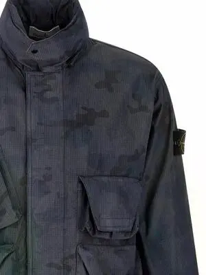 Stone Island Camouflage Print Ripstop Jacket - Blue