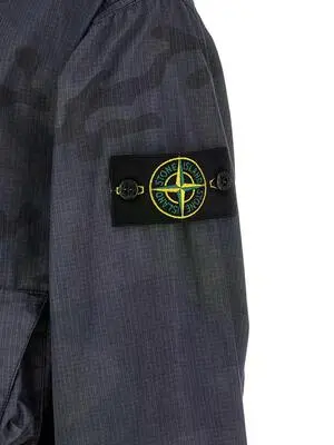 Stone Island Camouflage Print Ripstop Jacket - Blue