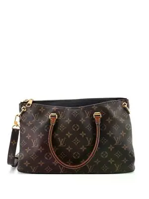 LOUIS VUITTON Pallas Tote Monogram Canvas Leather Shoulder Bag - Brown