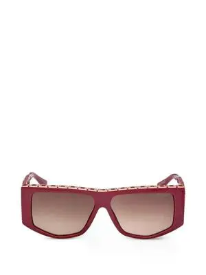 Guess Logo Plaque Geometric Frame Sunglasses - Red