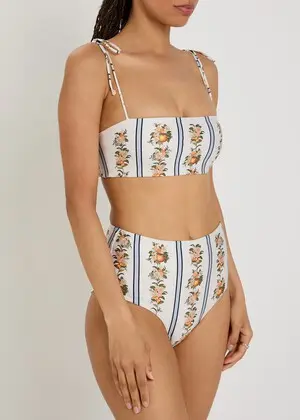 Agua Bendita Primavera Floral-print Bikini Top - Multicoloured