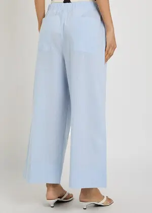 TOTEME Wide-leg Cotton And Linen-blend Trousers - Light Blue