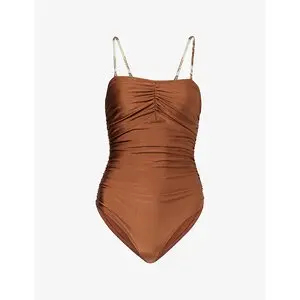 Verandah Maillot Ruched Swimsuit - Brown
