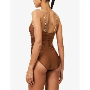 Verandah Maillot Ruched Swimsuit - Brown