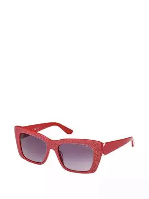 Guess Geometric Frame Sunglasses - Red