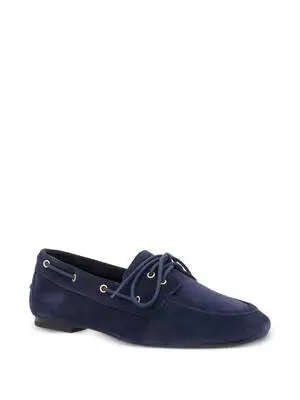 FRAU Suede Boat Loafers With Gold-tone Eyelets - Blue