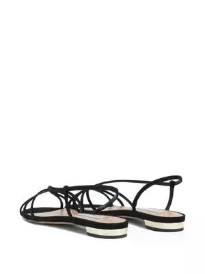 AQUAZZURA Talk To Me Strappy Suede Sandals - Black