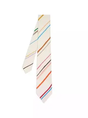 Paul Smith Painted Stripe Silk Neck Tie - Neutrals