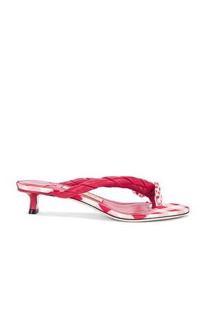 JIMMY CHOO Liss 35 Gingham Sandals - Ruby Red Mix
