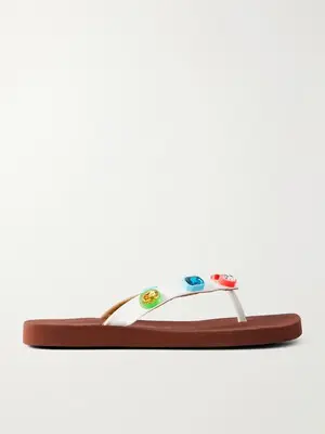 Marni Marni Embellished Coated Flip Flops Brown