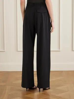 ST. AGNI Pleated Pinstriped Woven Wide-leg Trousers