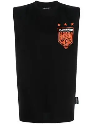 PLEIN SPORT Tiger Crest Edition Sleeveless Vest - Black