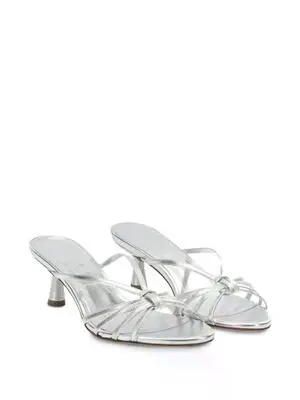AeydĒ Abby Laminated Leather Sandals - Silver