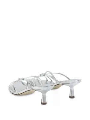 AeydĒ Abby Laminated Leather Sandals - Silver