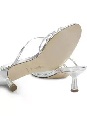 AeydĒ Abby Laminated Leather Sandals - Silver