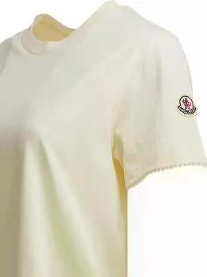 Moncler Logo-patch Scalloped-trim T-shirt - Neutrals