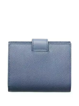 Prada Small Saffiano And Smooth Leather Wallet - Blue