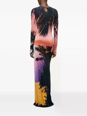 Rabanne Embellished Palm Print Maxi Dress